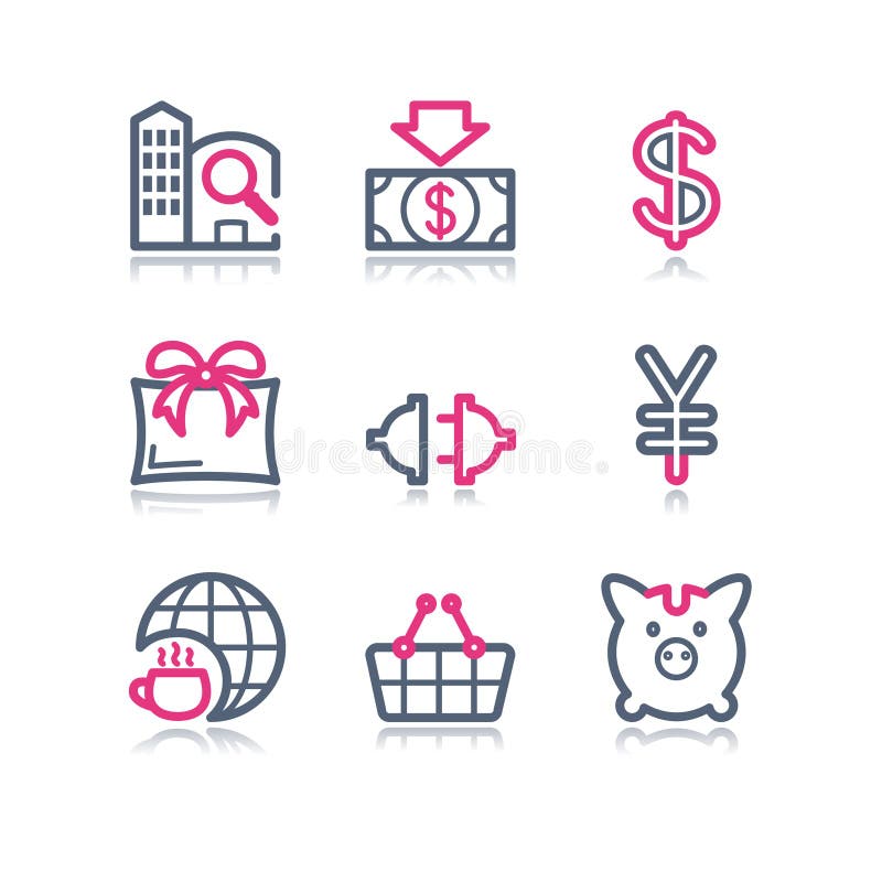Color Contour Web Icons, 24 Stock Vector - Illustration of money ...