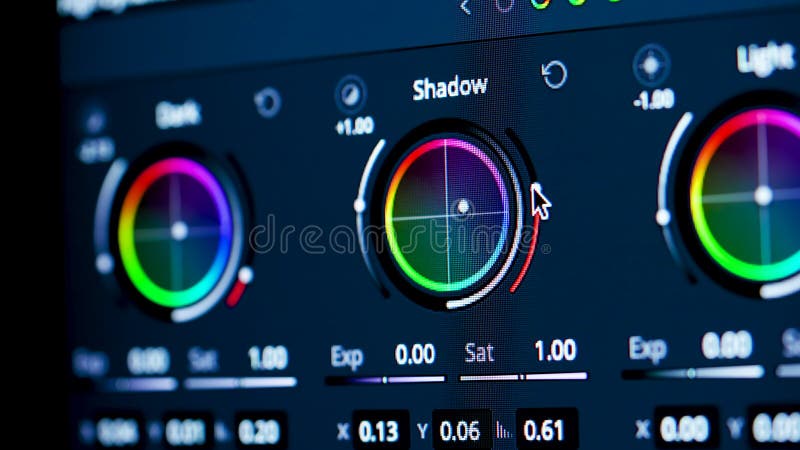 Color Correction Post Production Video or Photo in Progress, Close Up ...