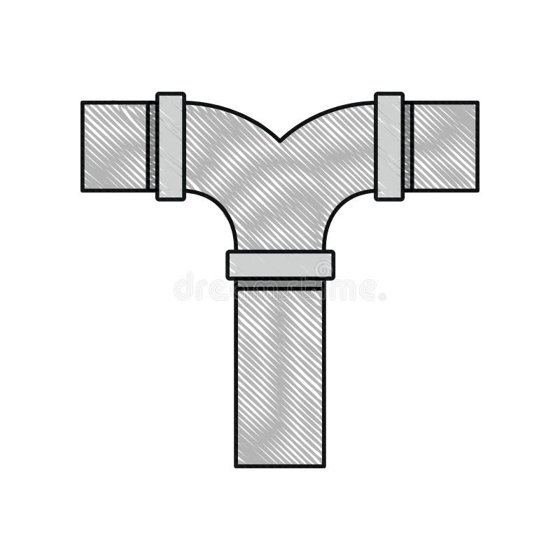 Color Crayon Silhouette of Drain Pipe T Connection Stock Vector ...