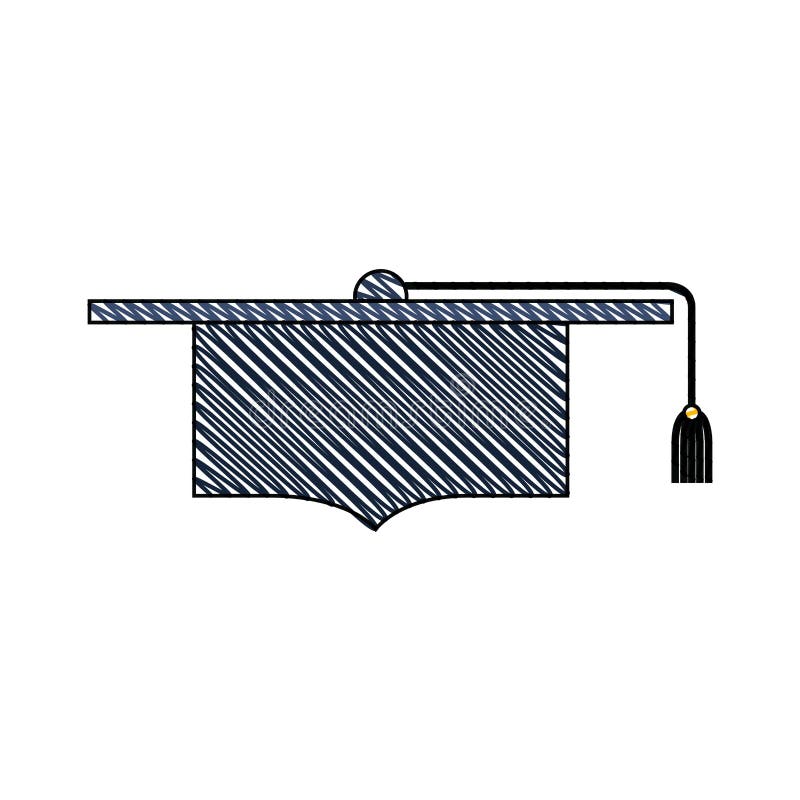 Color Crayon Stripe Image of Graduation Cap Front View Stock Vector ...