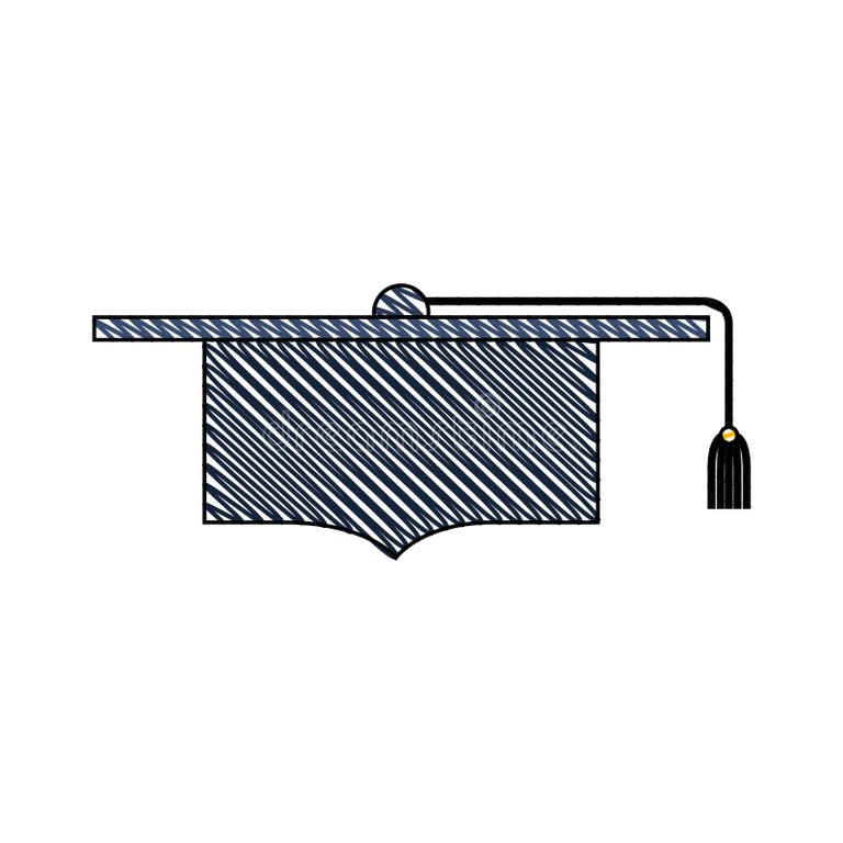 Color Crayon Stripe Image of Graduation Cap Front View Stock Vector ...