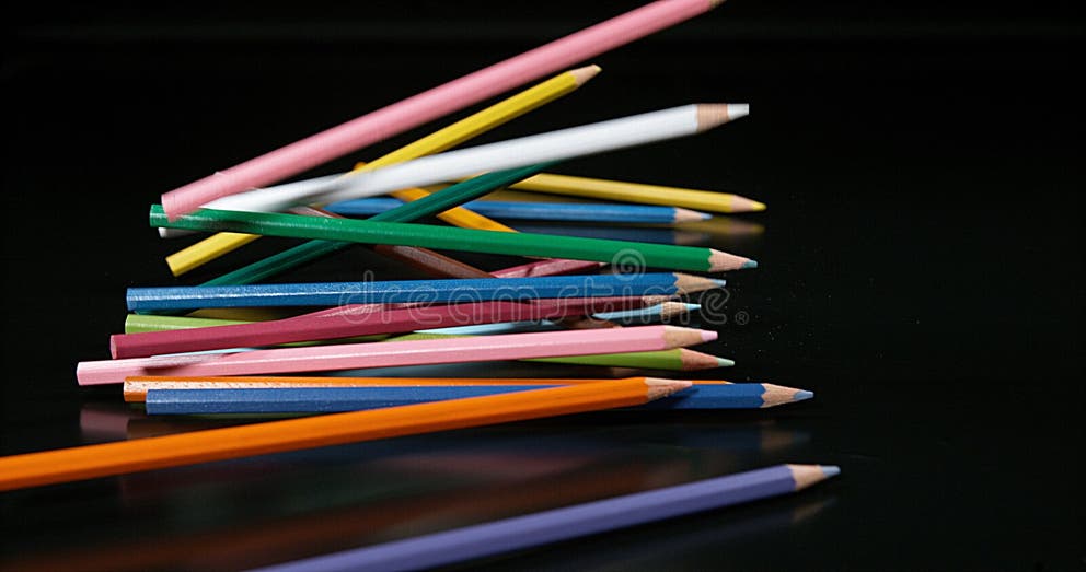 Color Crayons Falling Against Black Background Stock Photo - Image of ...