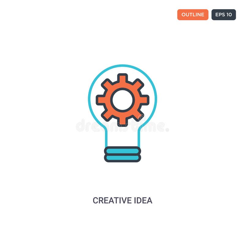 2 Color Creative Idea Concept Line Vector Icon. Isolated Two Colored ...