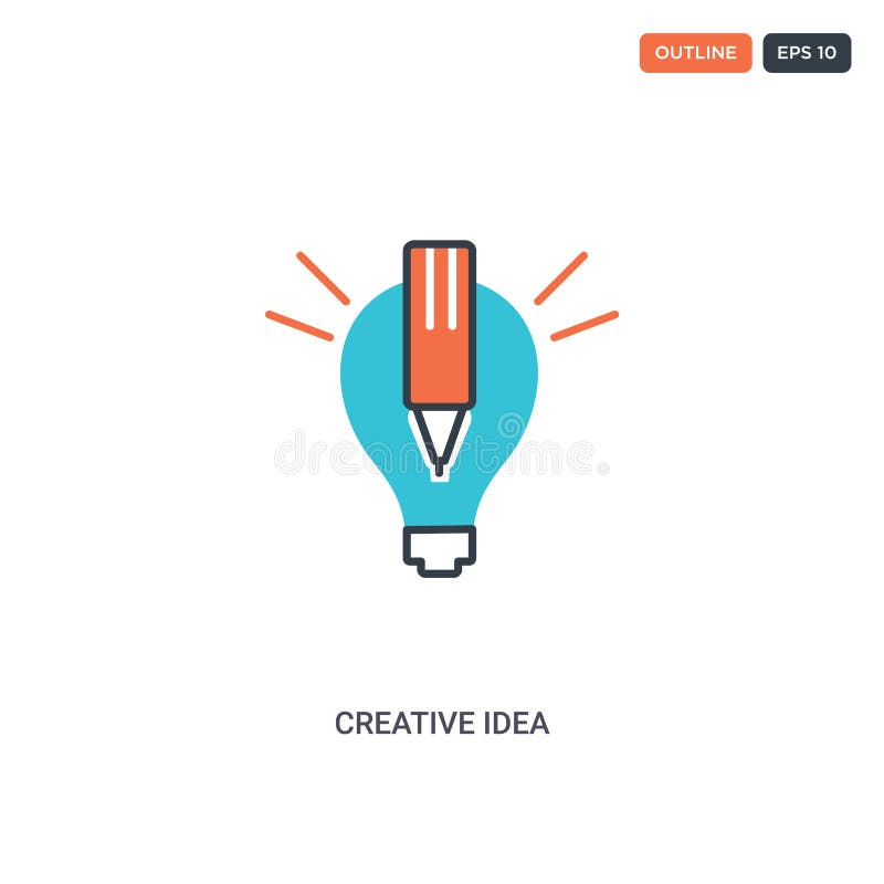2 Color Creative Idea Concept Line Vector Icon. Isolated Two Colored ...