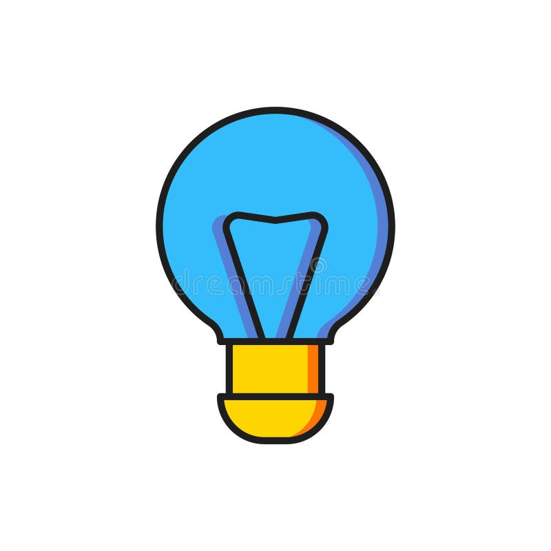 Color Creative Lamp Light Idea Icon Isolated on White Background ...