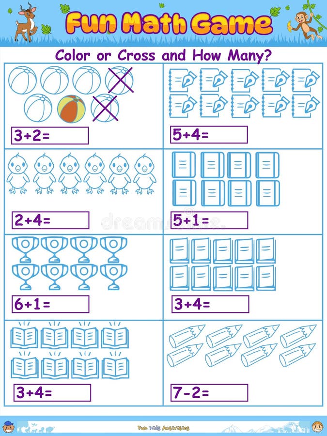 Fun Math Game Color or Cross and How Many Part Eight Stock Vector ...