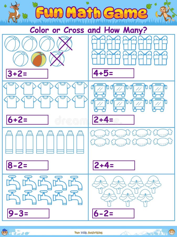 Fun Math Game Color or Cross and How Many Part Seven Stock Vector ...
