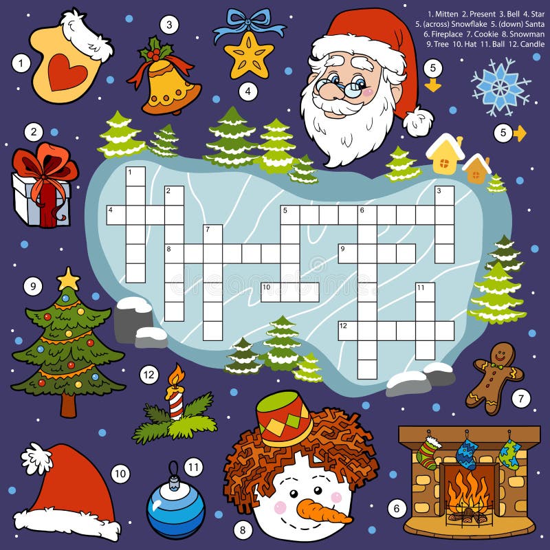 Puzzle Page with Winter Holiday Themed Codebreaker Word Game 2 Stock ...