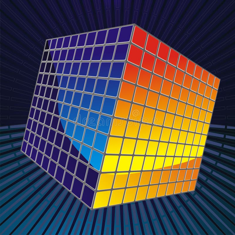Color Cube Consisting of Thousands of Cubes in Spa Stock Illustration ...