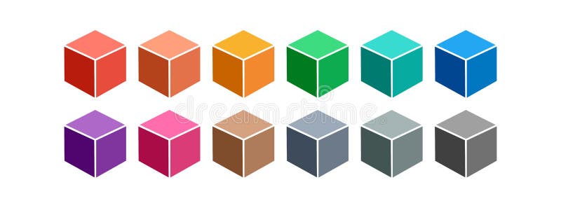 Color Cubes Icon Set. Boxs Illustration Symbol Stock Vector ...