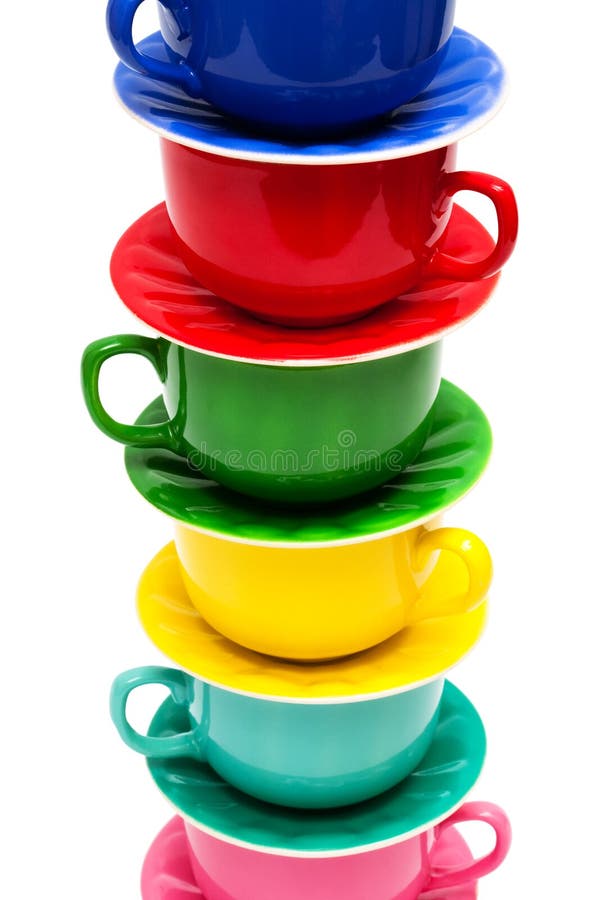 A Stack of Cups and Saucers Stock Image - Image of color, dishware: 4887755