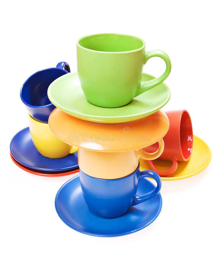 Color cups stock photo. Image of isolated, blue, many - 38999228