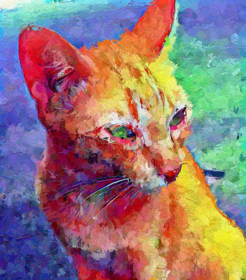 Color of cute cat stock image. Image of graphic, color - 193854281