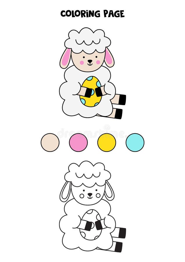 Color Cute Easter Sheep. Worksheet for Kids. Stock Vector ...
