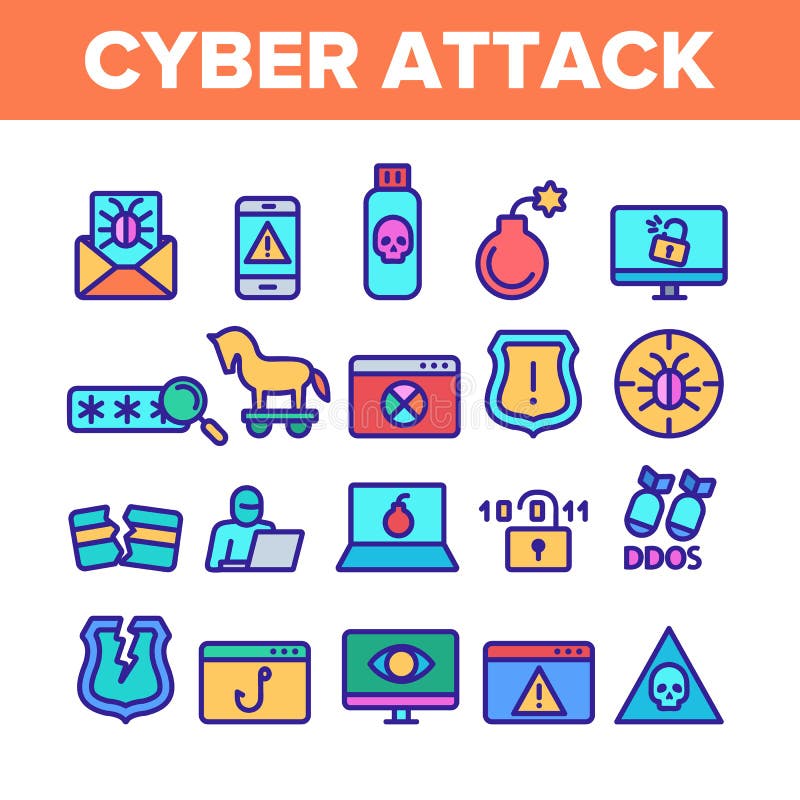 Cyber Attack Icon Vector. Isolated Contour Symbol Illustration Stock ...