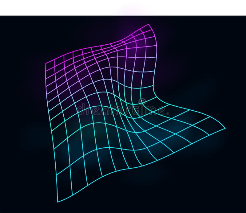 Cyber Distorted Shape, Retro Punk Design Element. Wireframe Wave ...