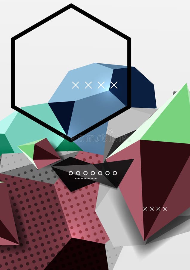 Color 3d Geometric Composition Poster Stock Vector - Illustration of ...