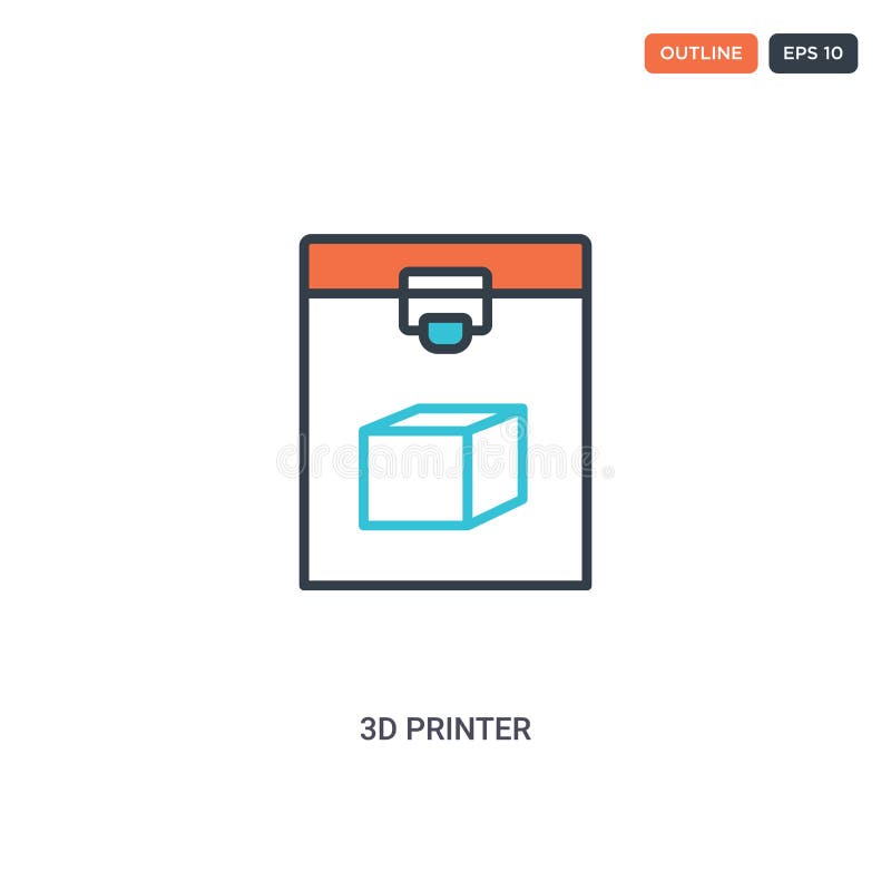 2 Color 3d Printer Concept Line Vector Icon. Isolated Two Colored 3d ...