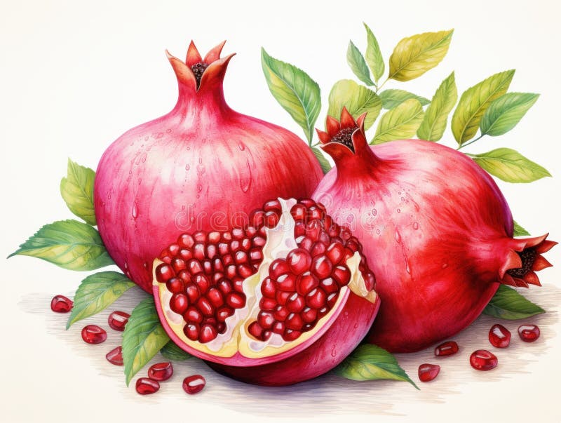 Color De Agua Granada Aislado En Fondo Blanco Foto de archivo - Imagen ...
