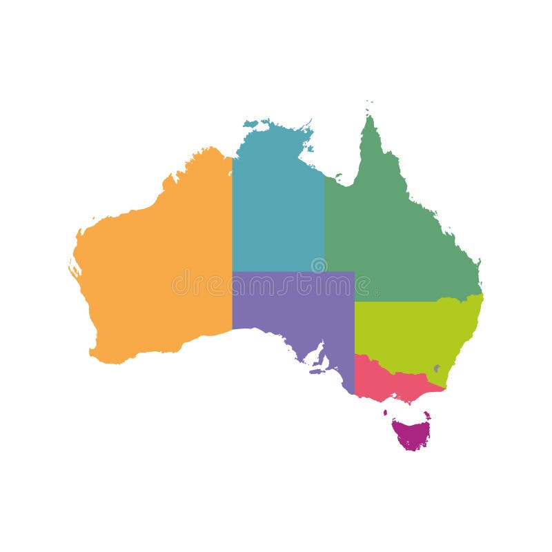 Color Del Mapa De Australia Con Regiones Vector Plano Ilustración del ...