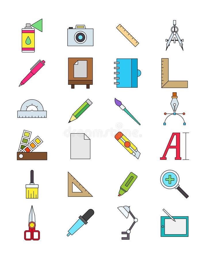 Color design icons set stock vector. Illustration of graphic - 68795799
