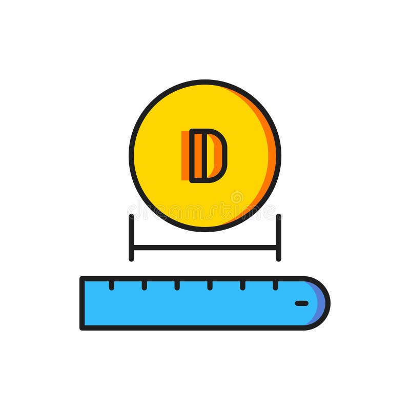 Color Diameter Icon Isolated on White Background. Flat Filled Outline ...