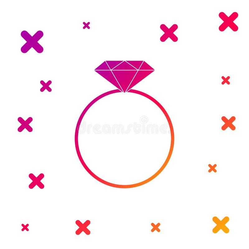 Color Diamond Engagement Ring Icon Isolated on White Background ...