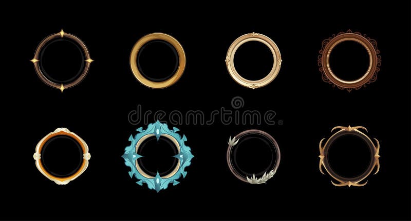 Color Different Fantasy Game Avatar Frame Set. Vector Stock Vector ...