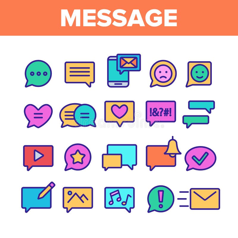Color Different SMS Message Icons Set Vector Stock Vector ... Color Different SMS Message Icons Set Vector Stock Vector ...