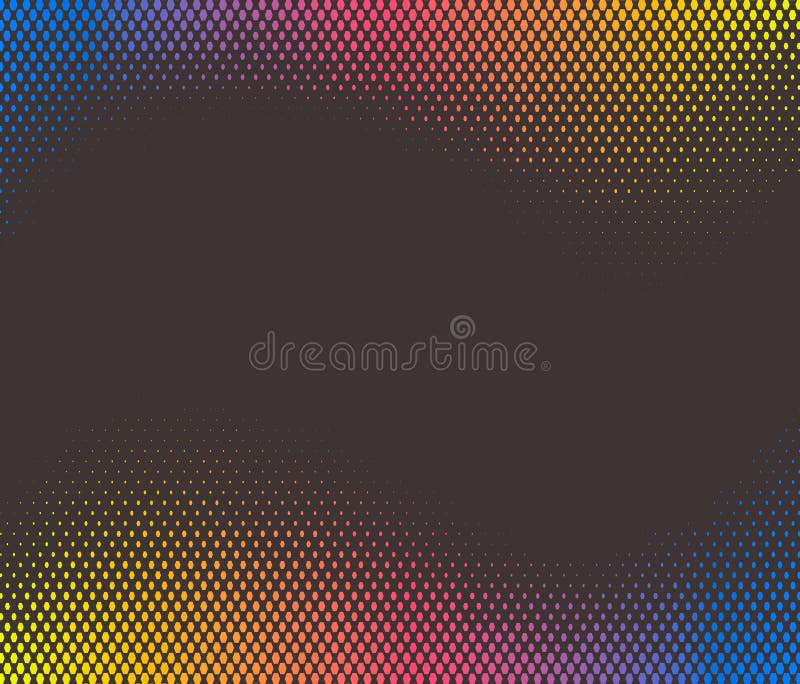 Color Digital Halftone Hexagon Effect Fade on Black Background. RTS ...