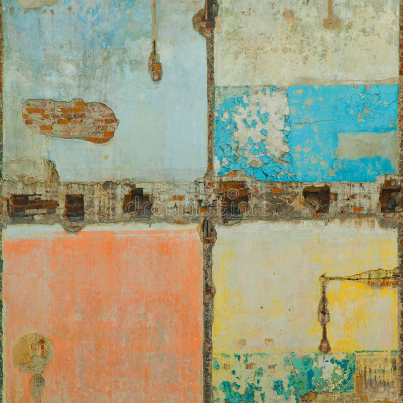 Color Dingy Wall, Symmetrical Bricks and Elevation Stock Image - Image ...