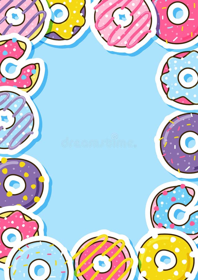 Color Donuts Frame for Your Design Stock Vector - Illustration of white ...
