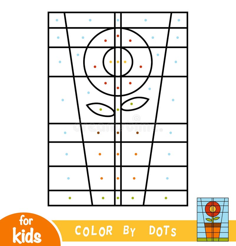 Color by Dots, Game for Children, Flower Stock Vector - Illustration of ...