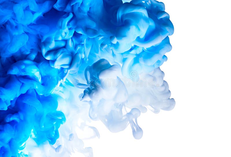 Color Drop of Blue and White Paint Underwater Stock Image - Image of ...