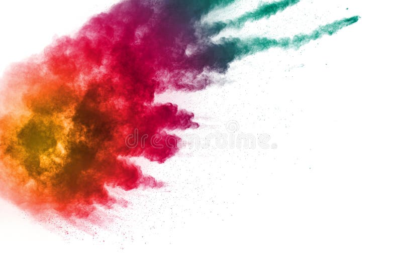 Color Dust Splash Cloud on White Background. Launched Color Powder ...