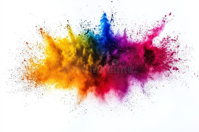 Color Dust Splash Cloud on White Background with Multi-colored ...