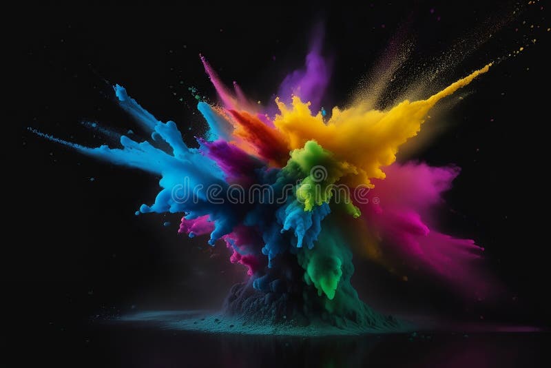 Color Dust Splash on a Dark Black Background Stock Illustration ...
