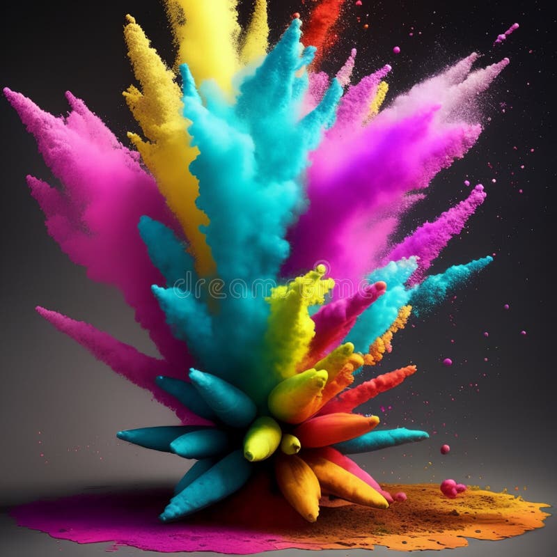 Color Dye Powder Explosion Grey Background Stock Illustration ...