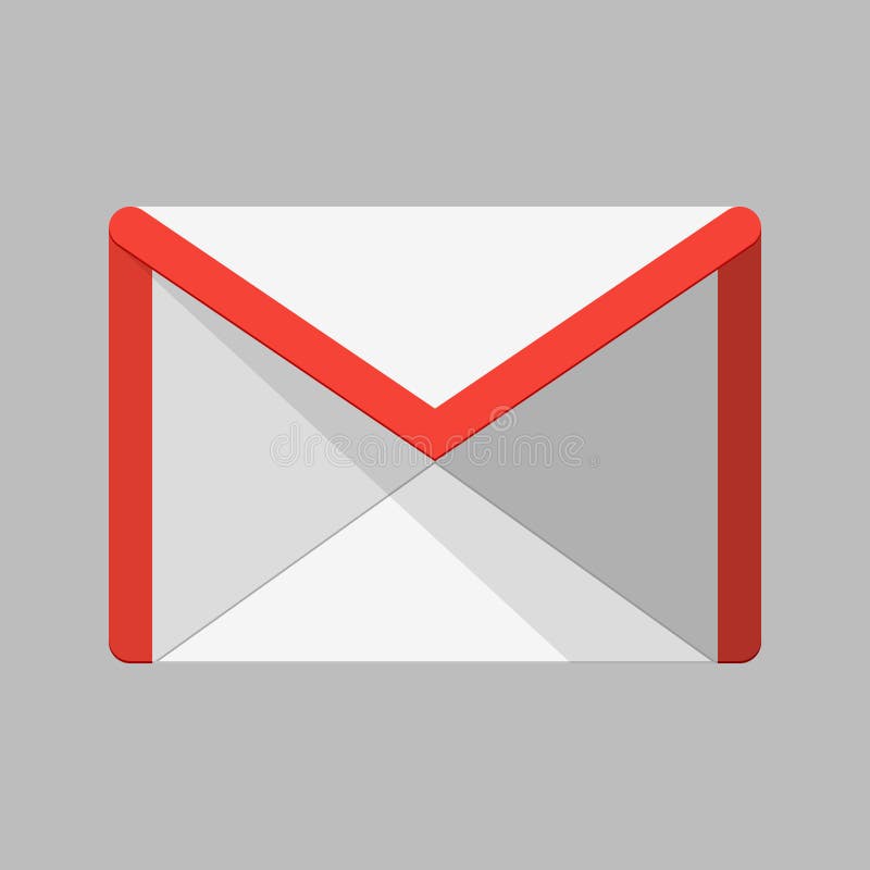 Color E-mail Icon, on a Gray Background. Open Envelope Pictogram. Line ...