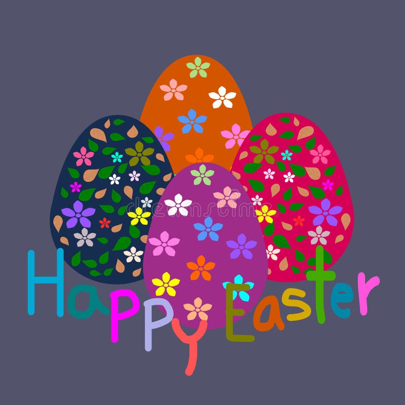 Color Easter Eggs, Pattern Flower, Template Easter Greeting Card Stock ...