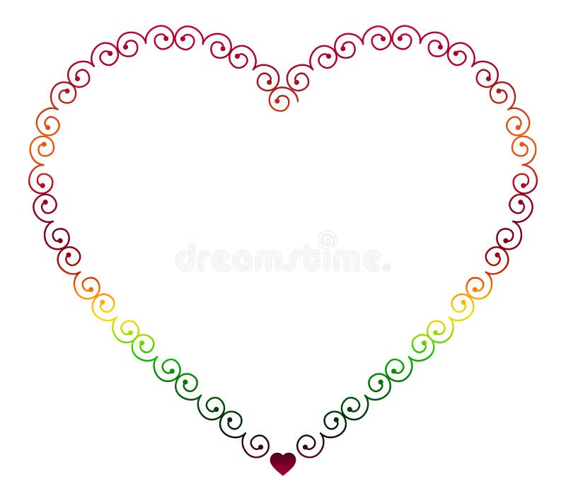 Color Elegant Outline Frame in Shape of Heart Stock Illustration ...