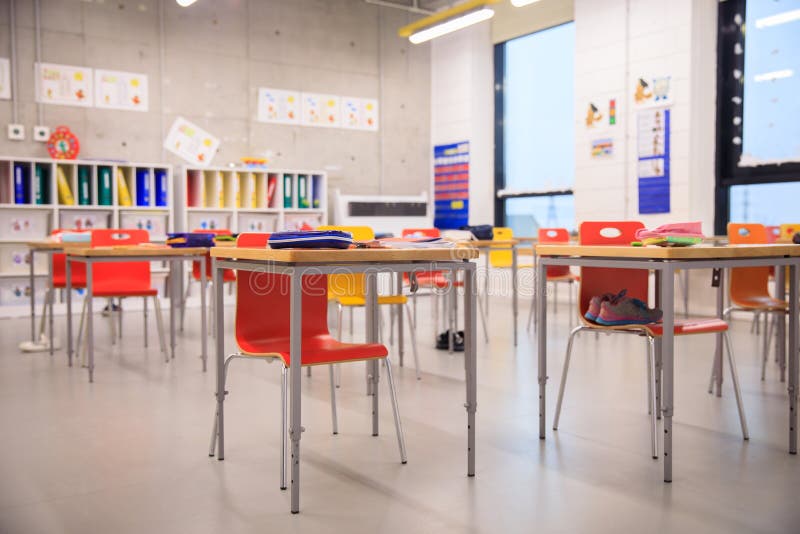 Color elementary classroom stock image. Image of education - 217353295