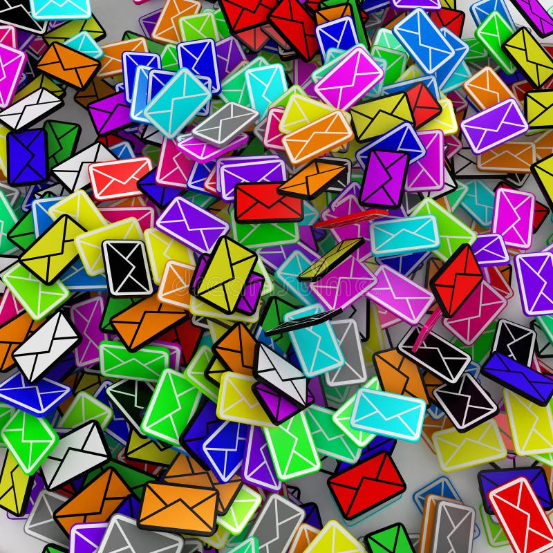 Color Email Pile stock illustration. Illustration of rainbow - 10376569
