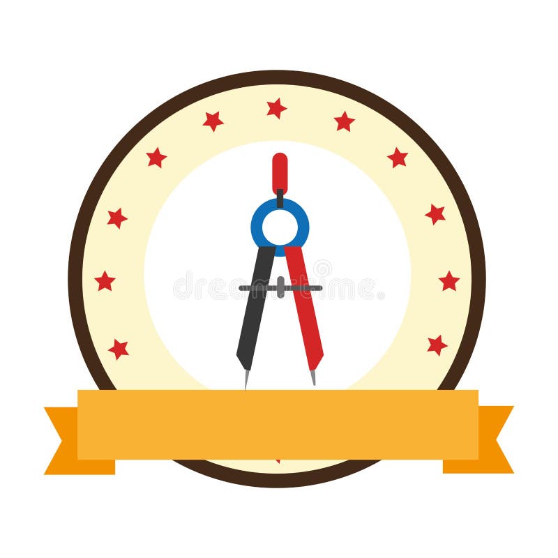 Color Emblem of Compass with Pencil Stock Vector - Illustration of ...