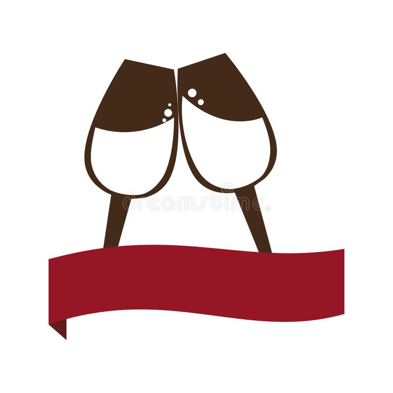 Color Emblem with Glass Cups and Banner Stock Vector - Illustration of ...