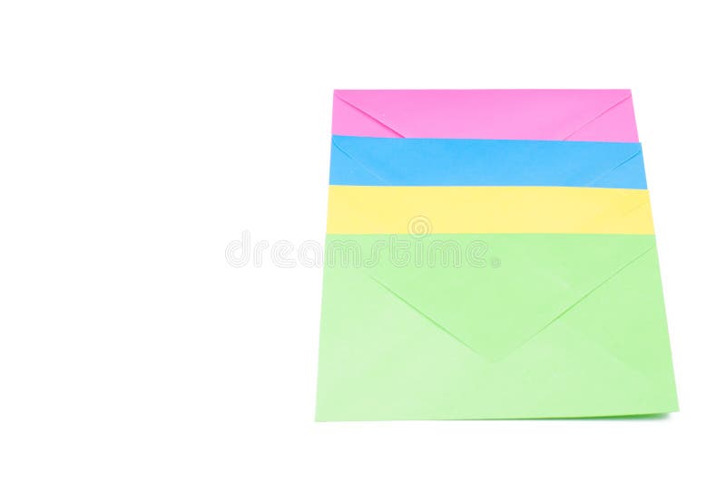 Color Envelopes Isolated on White Background.Copy Space Stock Photo ...