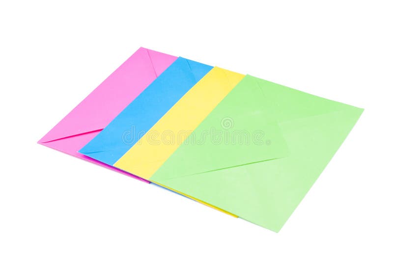 Color Envelopes Isolated on White Background.Copy Space Stock Image ...