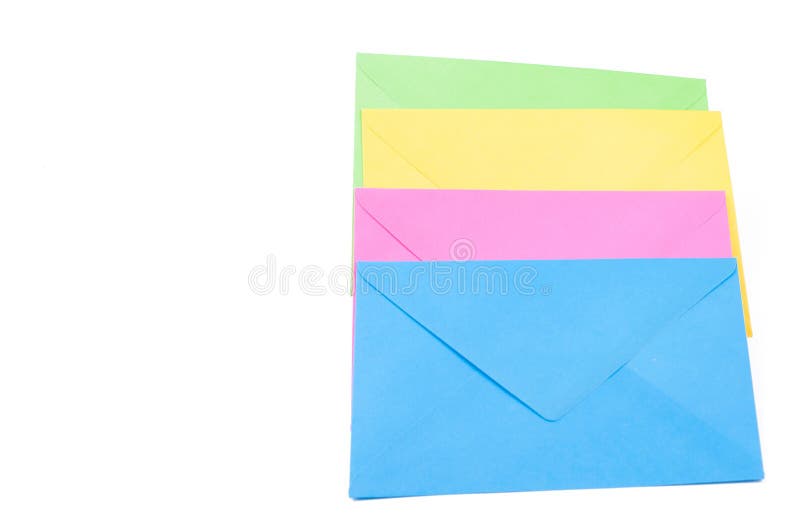 Color Envelopes Isolated on White Background.Copy Space Stock Photo ...