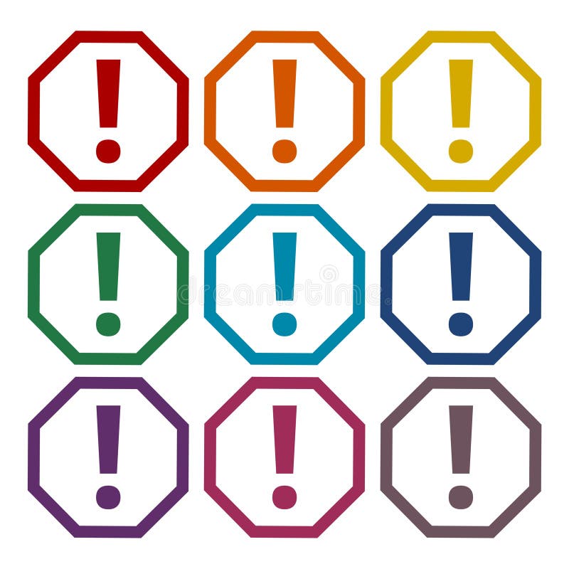 Error Color Icon Set Isolated on White Background Stock Illustration ...