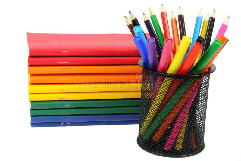 Color Exercise Book and Pencil Stock Image - Image of book, objects ...